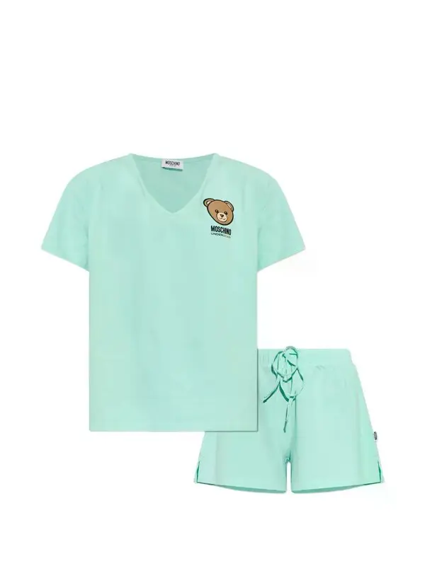 Moschino Two-piece Pajamas Logo Set - Green