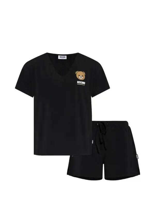 Moschino Two-piece Pajamas Logo Set - Black