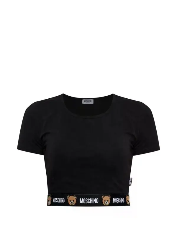 Moschino Logo-print Cropped T-shirt - Black
