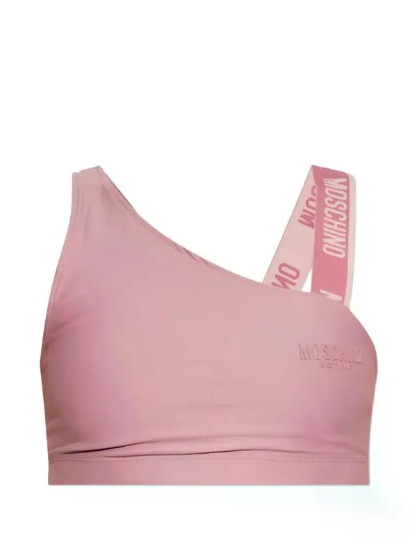 Moschino Asymmetric Logo-strap Top - Pink