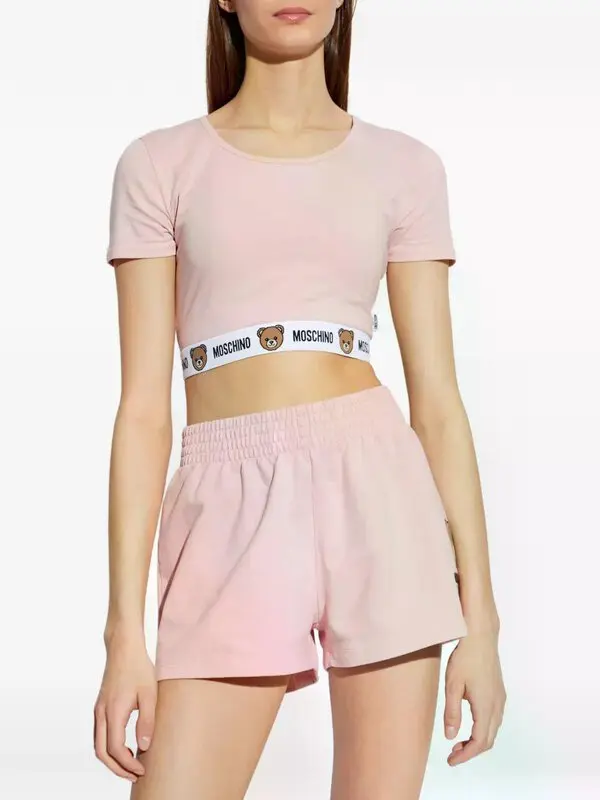 Moschino Logo-print Cropped T-shirt - Pink