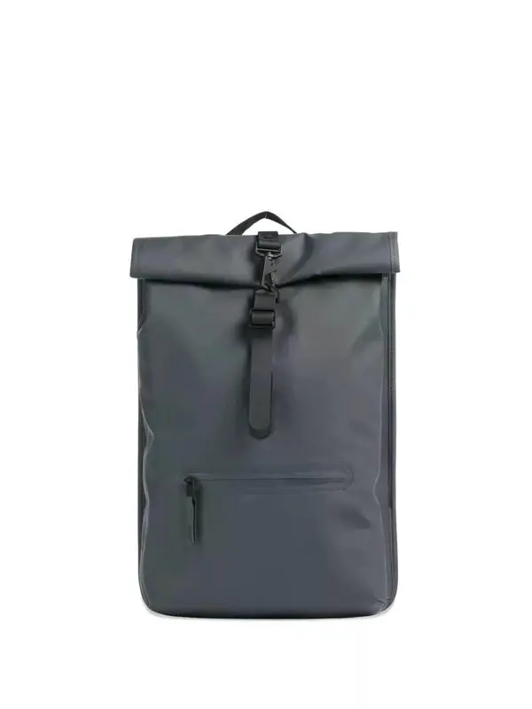 Rains Roll-top Backpack With Carabiner Clip - Grey