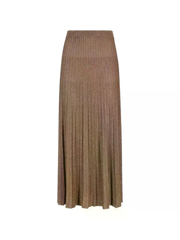 ROBERTO COLLINA Pleated Metallic-effect Skirt - Brown