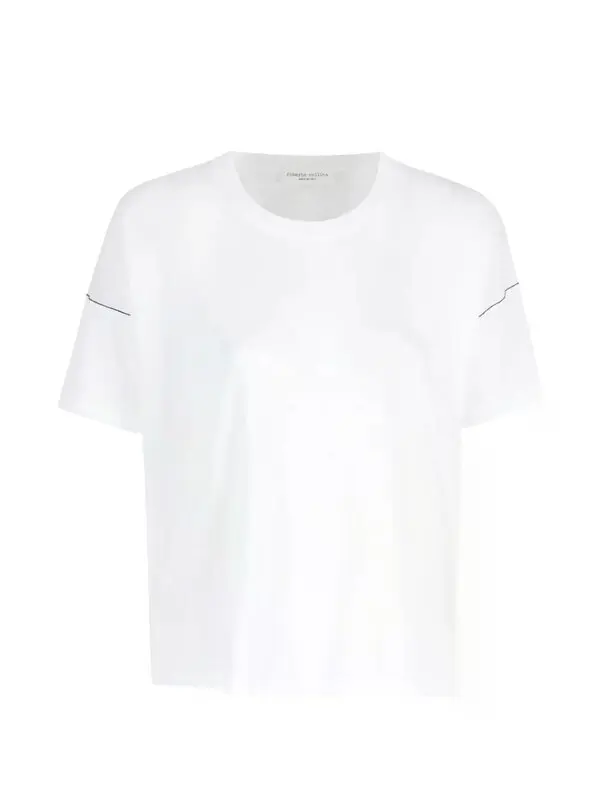 ROBERTO COLLINA Contrast-stitch Dropped-shoulder T-shirt - White