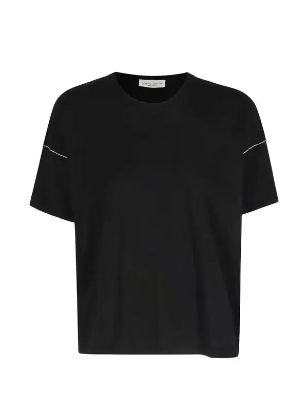 ROBERTO COLLINA Piping-detail Dropped-shoulder T-shirt - Black