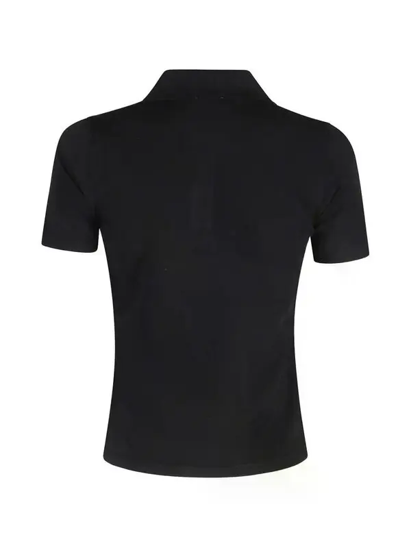 ROBERTO COLLINA Fine-knit V-neck Polo T-shirt - Black