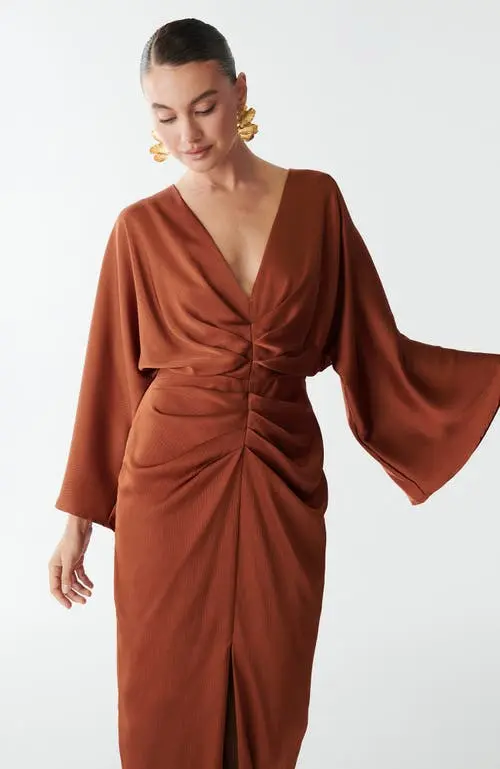 SAVEL Deliliah Midi Dress - Rust