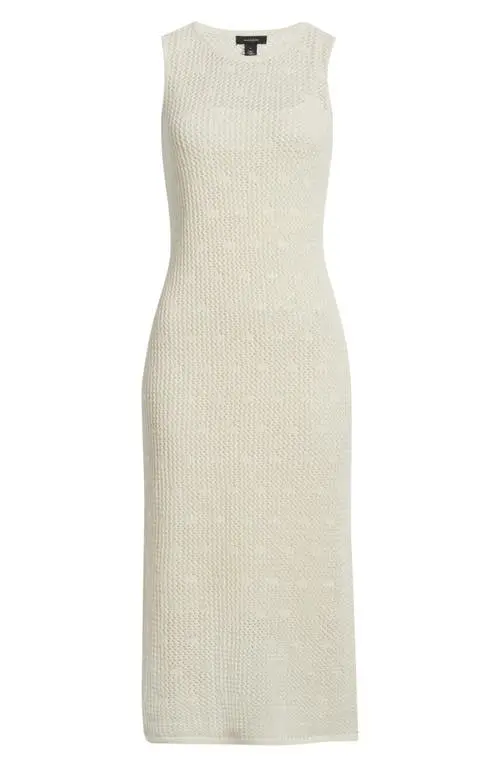 Halogen Open Stitch Cotton Blend Midi Dress - Eggnog