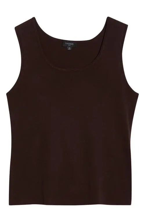 TAHARI ASL Scoop Neck Sweater Tank - Espresso