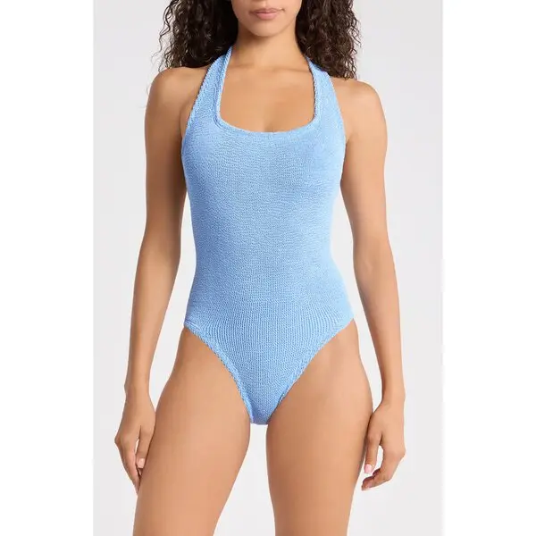 Hunza G Sandy Halter One-piece Swimsuit - Cornflower