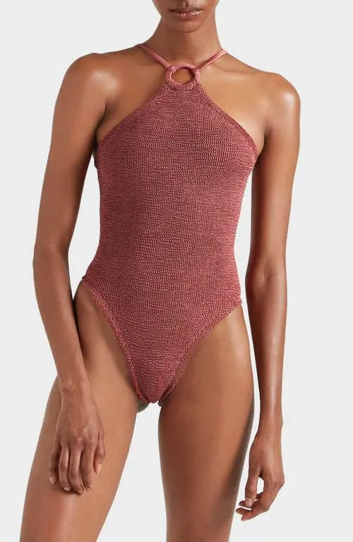 Hunza G Jasmine O-ring One-piece Swimsuit - Metallic Rosewood