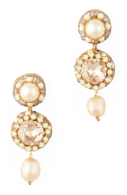 Deepa Gurnani Mukta Drop Earrings - Dusty Pink