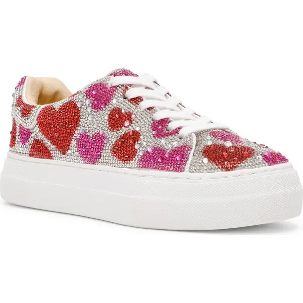 Betsey Johnson Sidny Platform Sneaker - Red/pink Multi