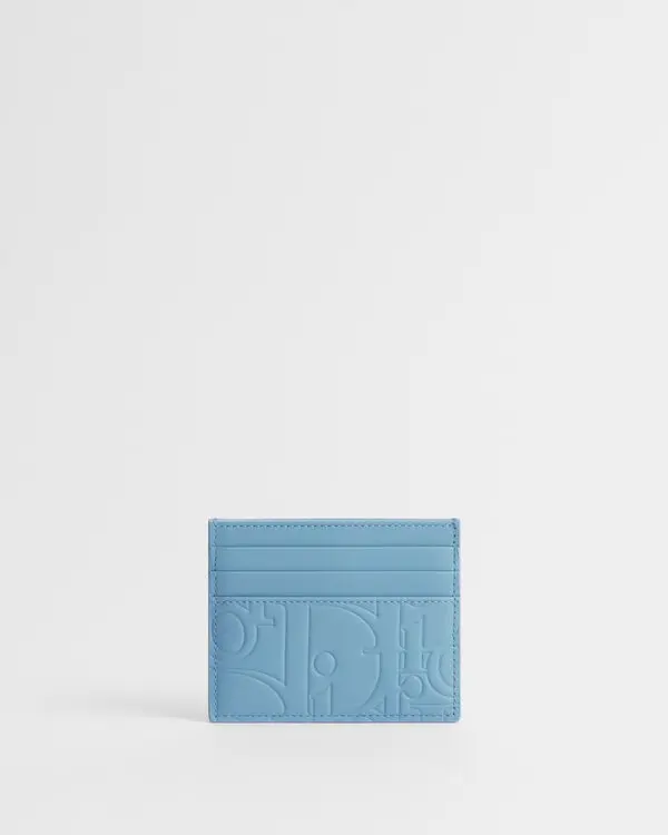 Dior Card Holder - Light Blue Dior Gravity Smooth Leather