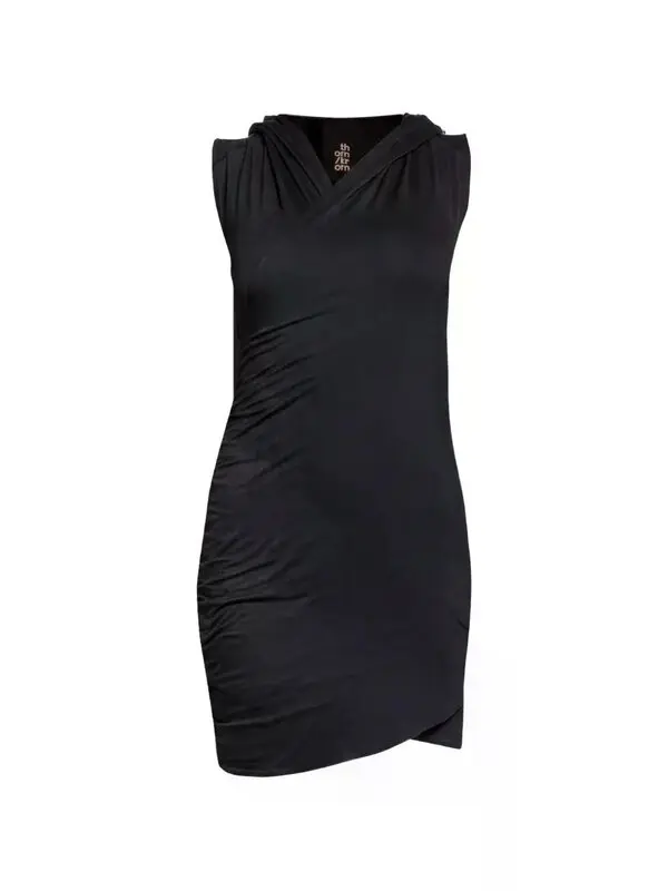 THOM KROM Ruched Hooded Dress - Black