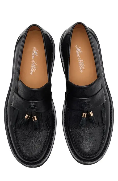MARC NOLAN Journey Kiltie Fringe Loafer - Black Pebble