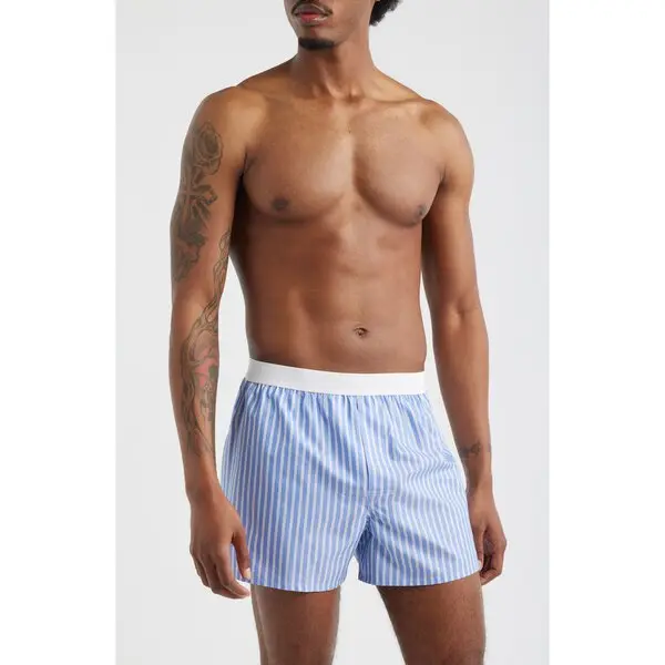 TOM FORD Cotton Poplin Boxer Shorts - Blue/white