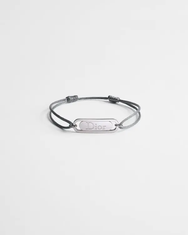 Dior Link Bracelet - Gray Cord And Silver-finish Brass