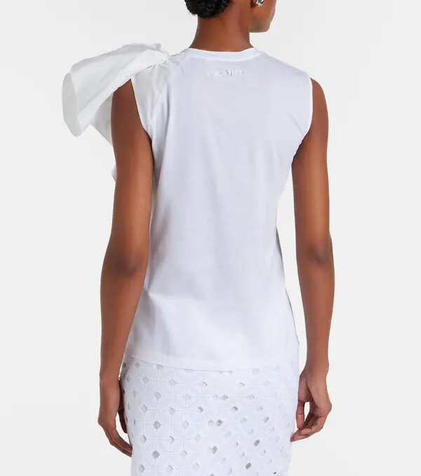 Max Mara Embellished Cotton Jersey Top With Crystal Detail