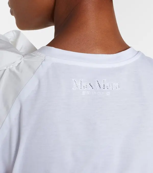 Max Mara Embellished Cotton Jersey Top With Crystal Detail