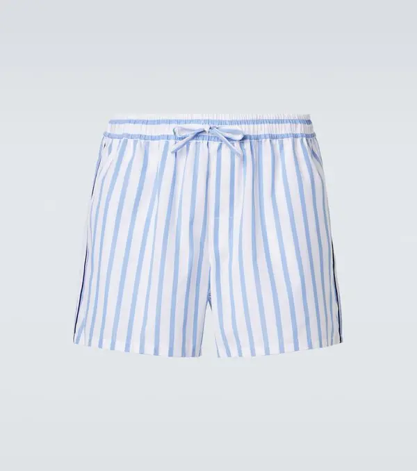 Dolce & Gabbana Striped Cotton And Silk Poplin Shorts - Blue