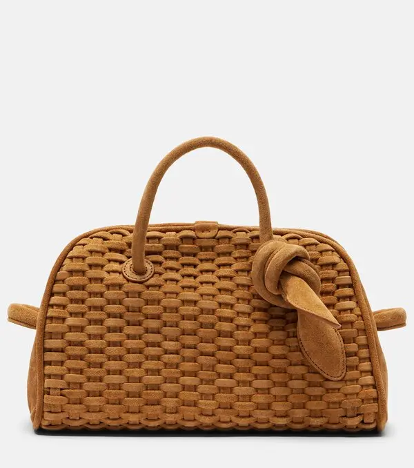 Jacquemus Turismo Small Woven Suede Bowling Bag - Brown