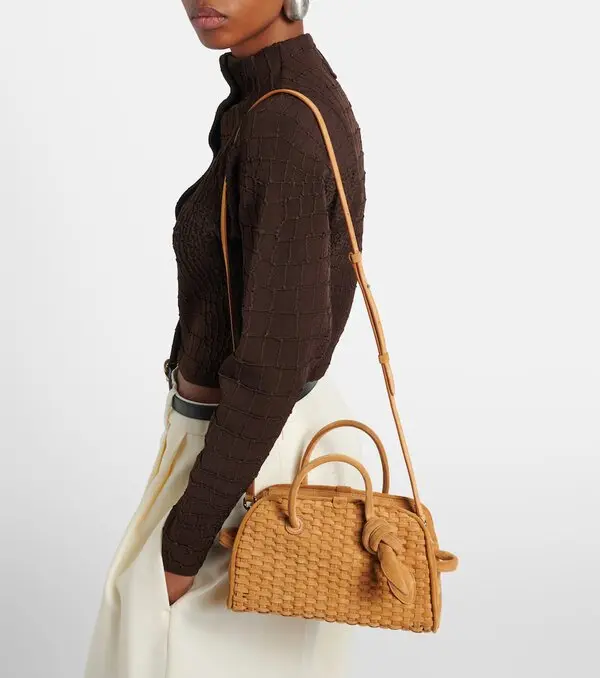Jacquemus Turismo Small Woven Suede Bowling Bag - Brown