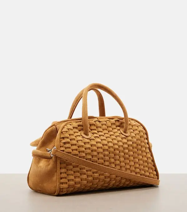 Jacquemus Turismo Small Woven Suede Bowling Bag - Brown
