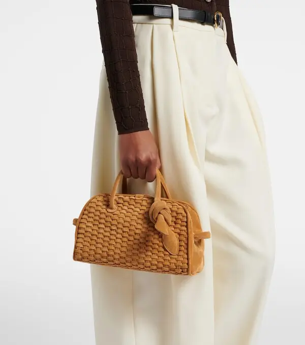 Jacquemus Turismo Small Woven Suede Bowling Bag - Brown