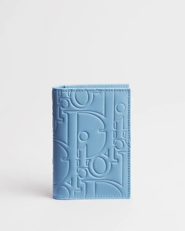 Dior Bifold Card Holder - Light Blue Dior Gravity Smooth Leather