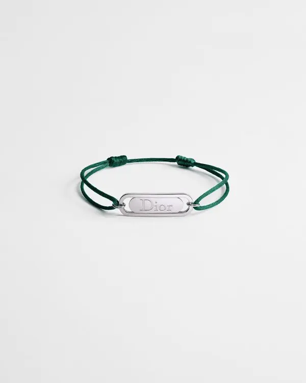 Dior Link Bracelet - Deep Green Cord And Silver-finish Brass