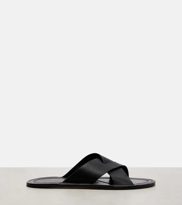 THE ROW Malick Leather Sandals - Black