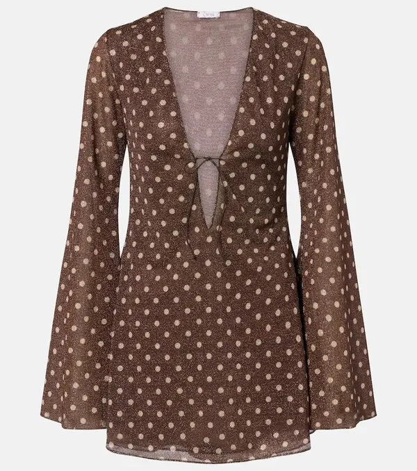 Oseree Lumière Polka-dot Mini Dress - Brown