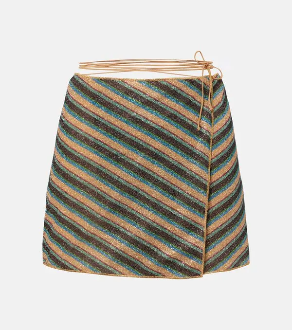 Oseree Lumière Striped Wrap Skirt - Multicoloured
