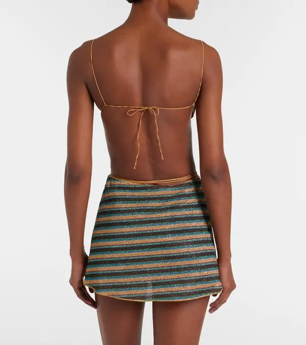 Oseree Lumière Striped Wrap Skirt