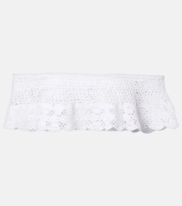 Anna Kosturova Crochet Off-shoulder Crop Top - White