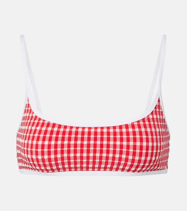 Jade Swim Muse Scoop Gingham Bikini Top - Red