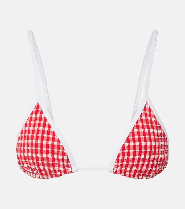 Jade Swim Via Gingham Bikini Top - Red