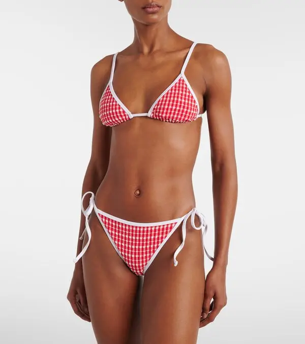 Jade Swim Via Gingham Bikini Top