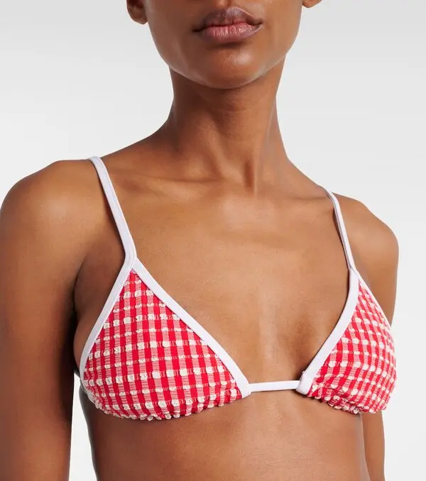 Jade Swim Via Gingham Bikini Top