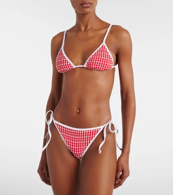 Jade Swim Gingham Bikini Bottoms With Self-tie Closure