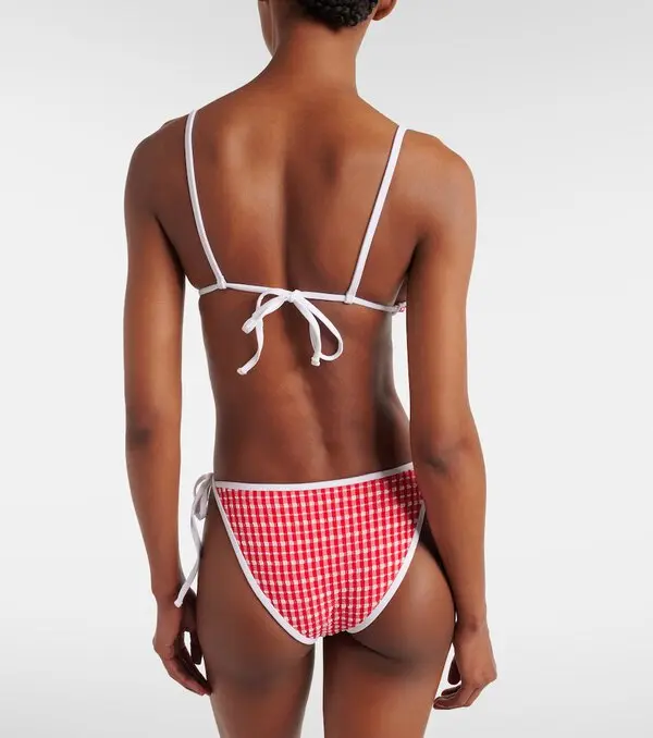 Jade Swim Gingham Bikini Bottoms With Self-tie Closure