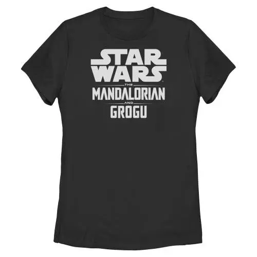 STAR WARS: THE MANDALORIAN AND GROGU Official Bold Logo Short Sleeve Graphic T-shirt