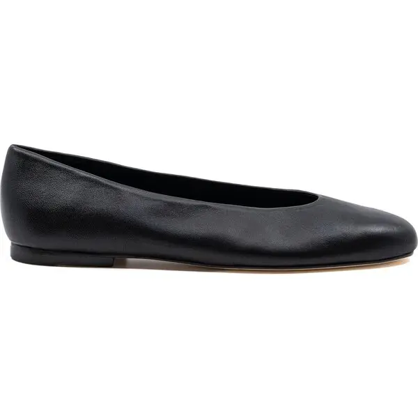 ANDREA GOMEZ Dalia Leather Ballerina Flat - Black