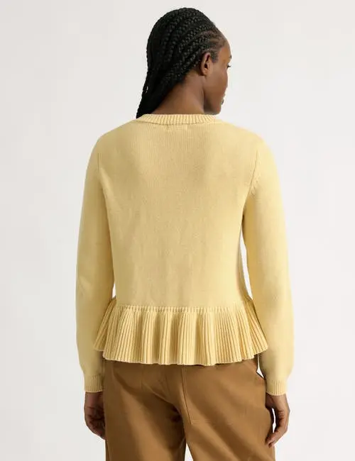 ALBARAY Peplum Cotton Cardigan