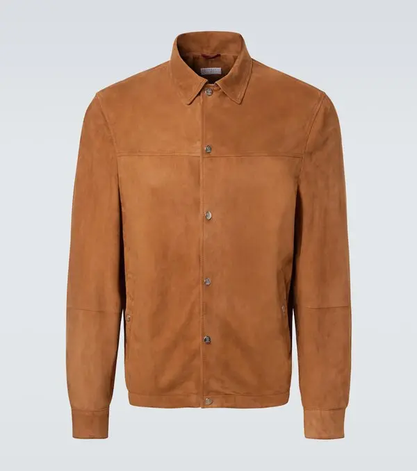 Brunello Cucinelli Suede Classic Collar Jacket