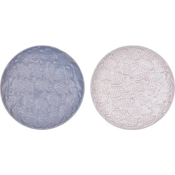 GALLERIE II Sea Turtle Coastal Embossed Coastal Serving Plates Set Of 2 - Blue