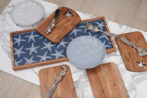 GALLERIE II Sea Turtle Coastal Embossed Coastal Serving Plates Set Of 2