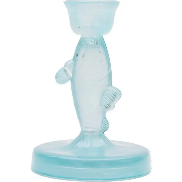 GALLERIE II Fish Glass Coastal Novelty Candle Holders Set Of 2 - Blue