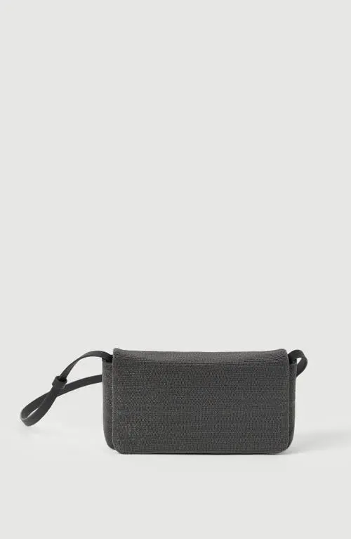 Brunello Cucinelli Grained Leather Flap Bag With Monili Embellishment - Black